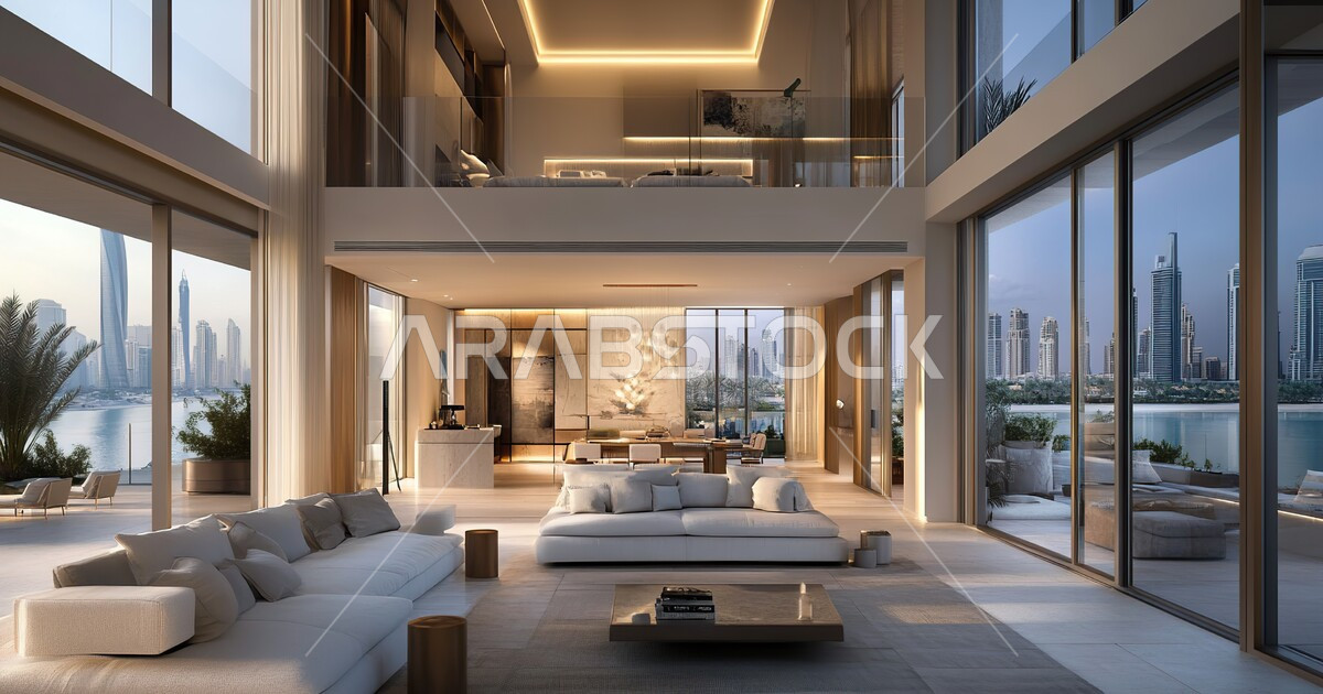 فيلا عربية مكونة من طابقين، هندسية داخلية فاخرة, التصاميم الأنيقة لغرف ...