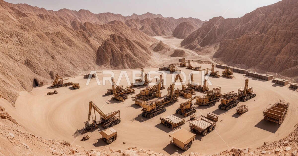 Mining sites in Saudi Arabia, a large truck working at the mining site ...