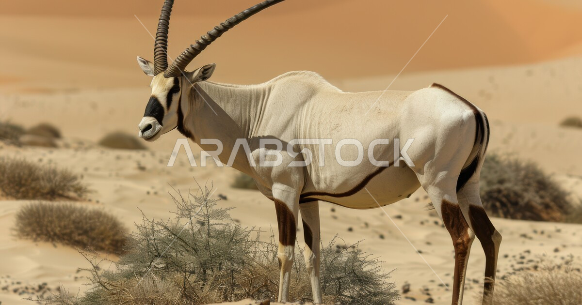 Oryx in the zoo in Saudi Arabia, a nature reserve for breeding wild ...