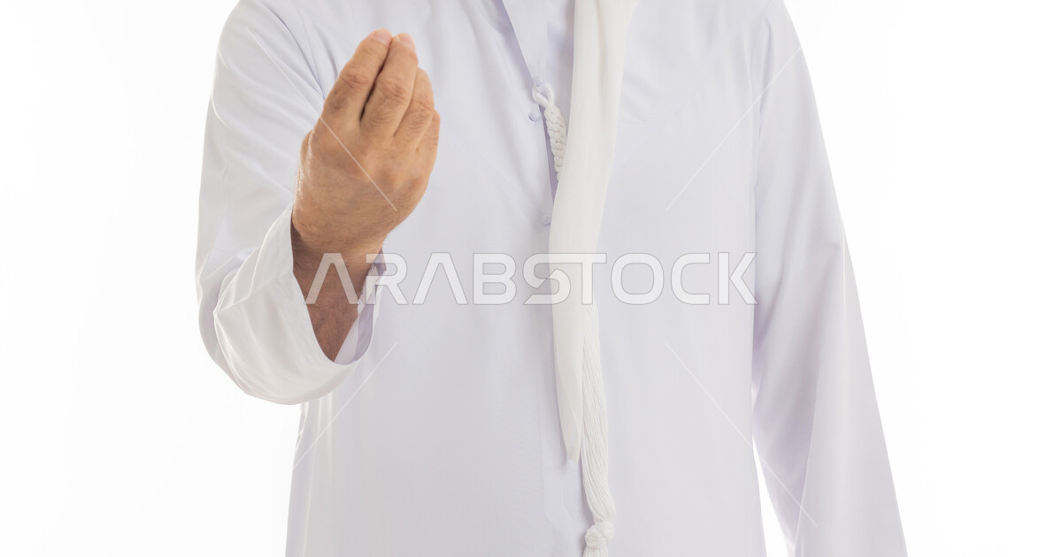 Facial and hand gestures indicating deliberation and patience, close-up ...