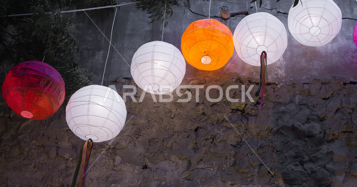 Illuminated traditional Arabic lanterns in Al Balad Museum in Saudi ...