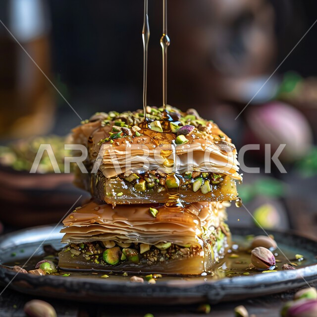 Oriental Arabic food recipes, delicious traditional baklava pieces ...