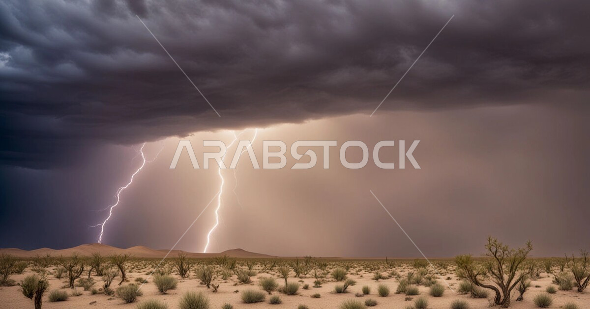 Natural phenomena and disasters, stormy weather laden with dust and ...