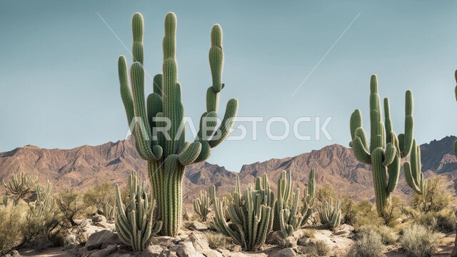 Growth of thorns and herbs in the wilds of the Kingdom of Saudi Arabia ...