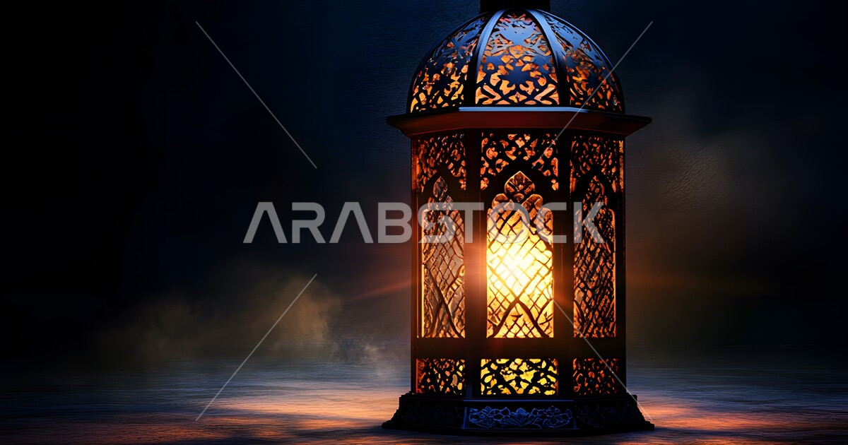 Celebrating the spiritual atmosphere of Ramadan, old traditional Arabic ...