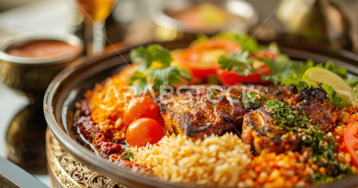 Traditional Arabic banquets and popular dishes, close-up photo of a ...