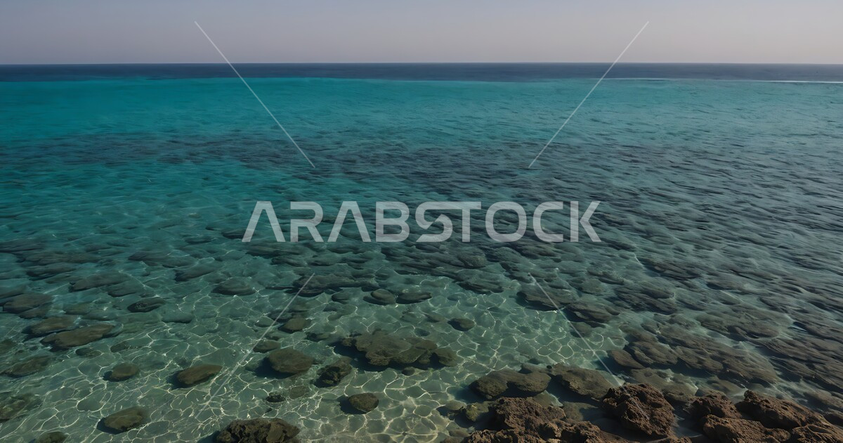 Tourist destinations in Saudi Arabia, the view of the blue waters of ...