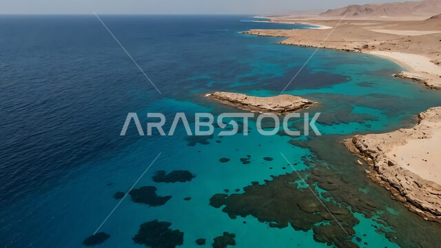 Tourist destinations in Saudi Arabia, the view of the blue waters of ...