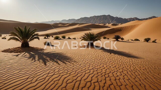 View of shiny golden sands with green grasses during the day, the ...