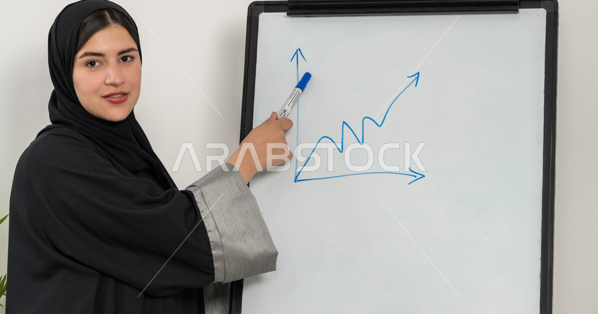 Professional training workshops, Saudi trainer using blackboard for ...