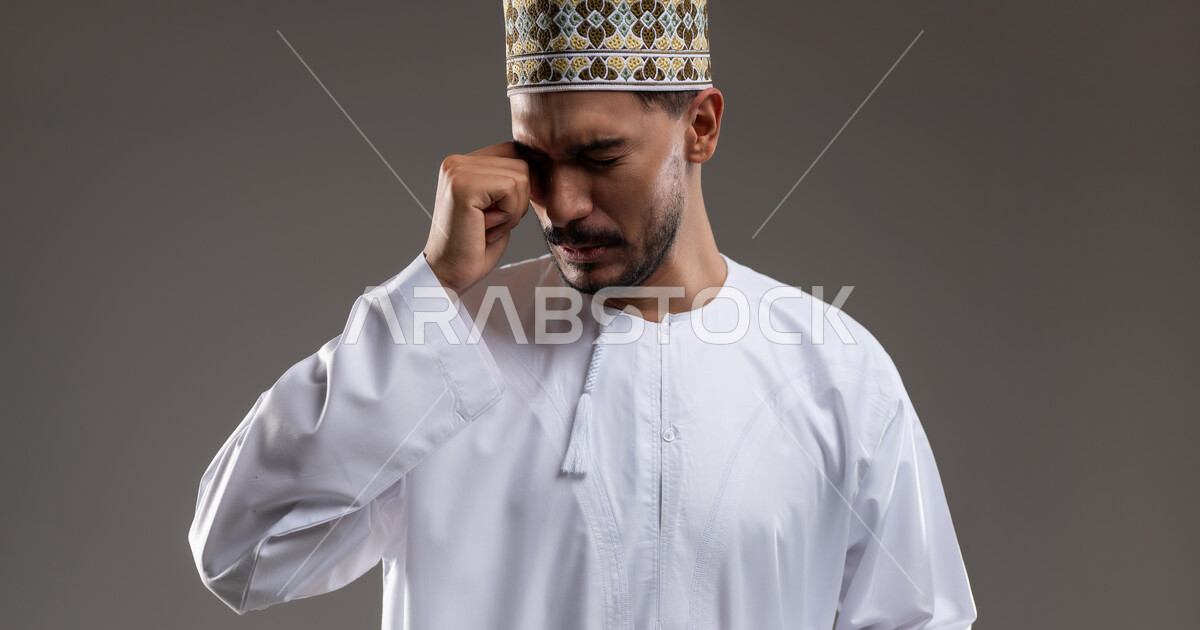 Feeling of oppression and disappointment, sadness and crying, portrait ...