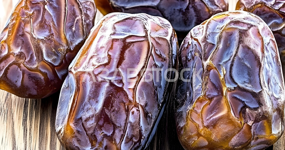 Healthy and high-value meal, different types of delicious dates, close ...