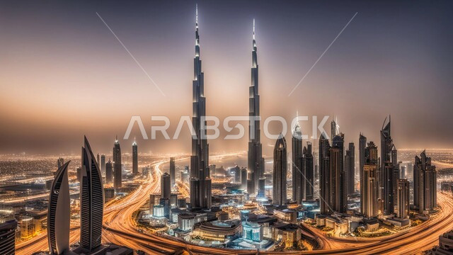 Architectural engineering art of towers and skyscrapers, future vision ...