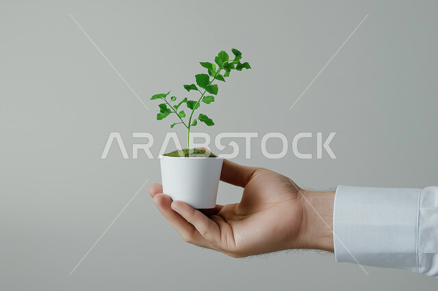 Discovering and identifying the type of flower, portrait of a young ...