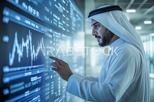 The use of modern electronic technologies, a close-up image of a Saudi ...
