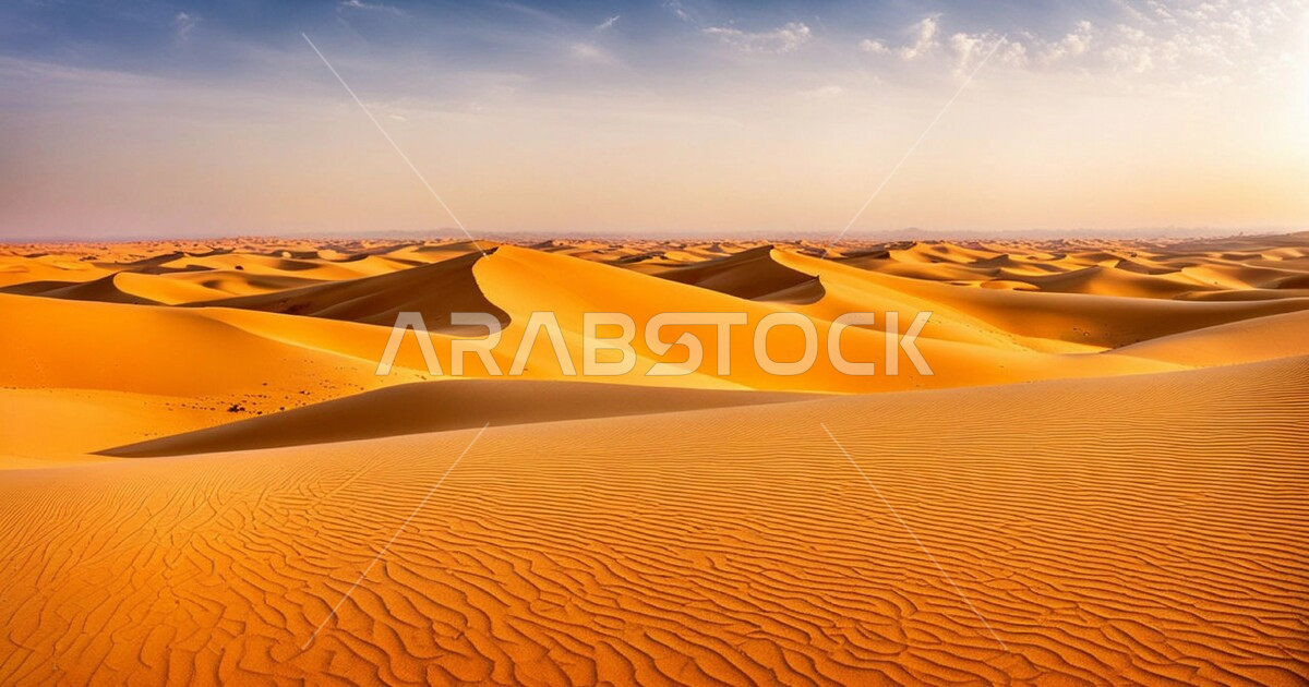 Soft golden sand and dunes in the desert of Saudi Arabia, Dry and harsh ...