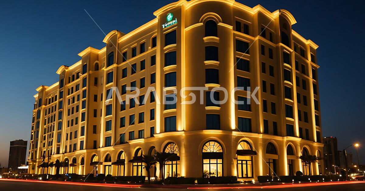 الفن الهندسي المعماري لفندق راقي مضيء على الطراز الحديث, الفنادق و ...