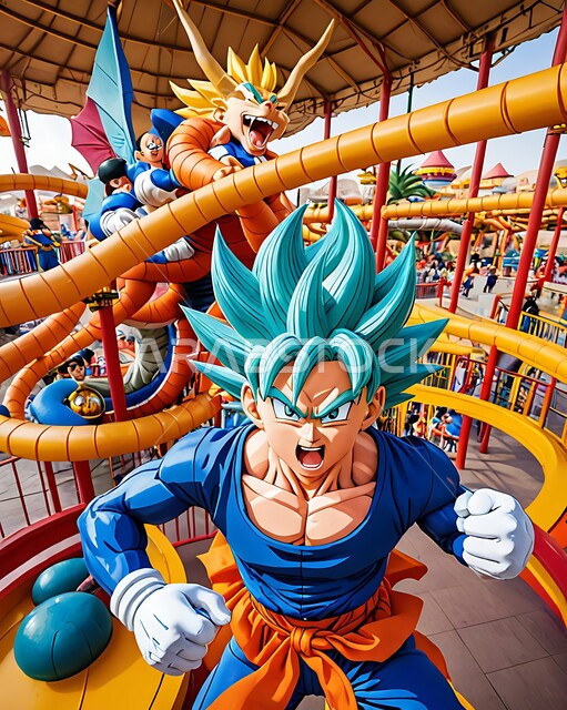 Dragon Ball Theme Park in Qiddiya during the day, fun recreational ...