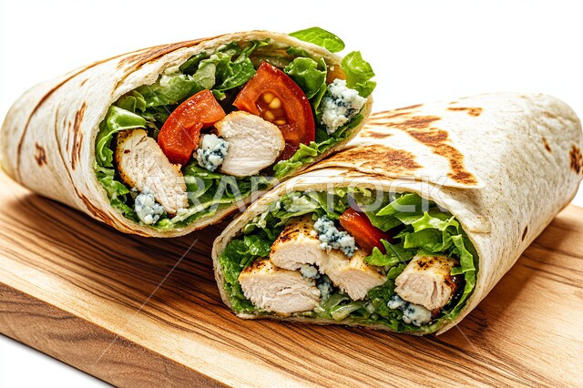 Eastern Arab food, a close-up of a chicken shawarma sandwich with fresh ...