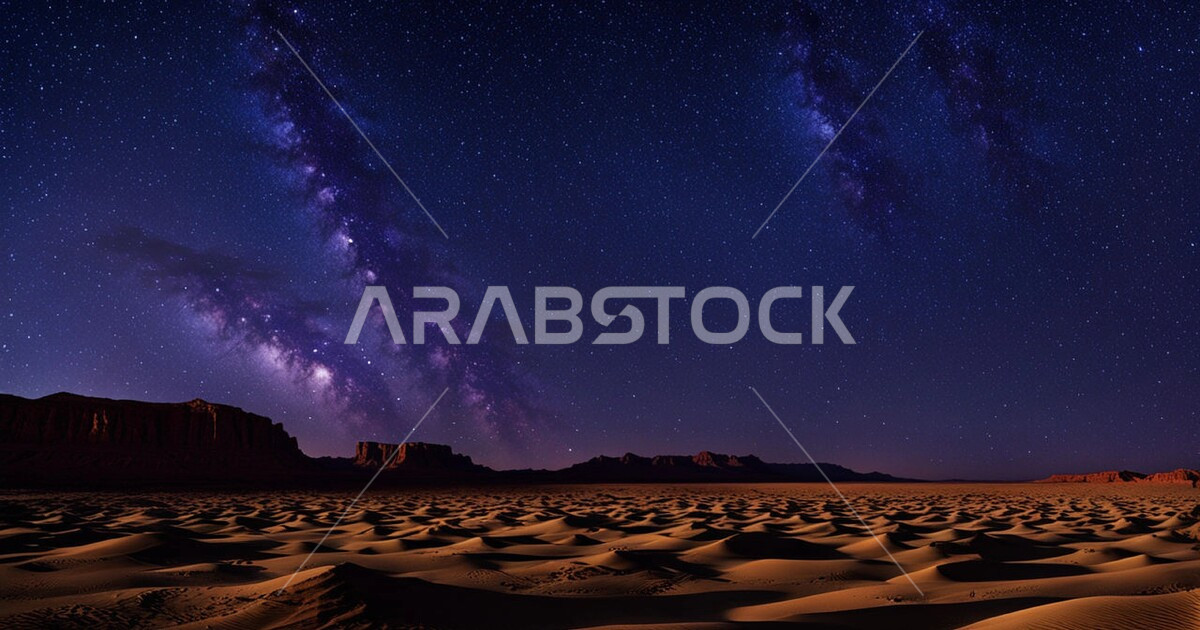 Mountains and highlands of Saudi Arabia at night, desert terrain and ...