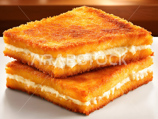 Famous oriental sweets, a plate of Kunafa filled with cream, delicious ...