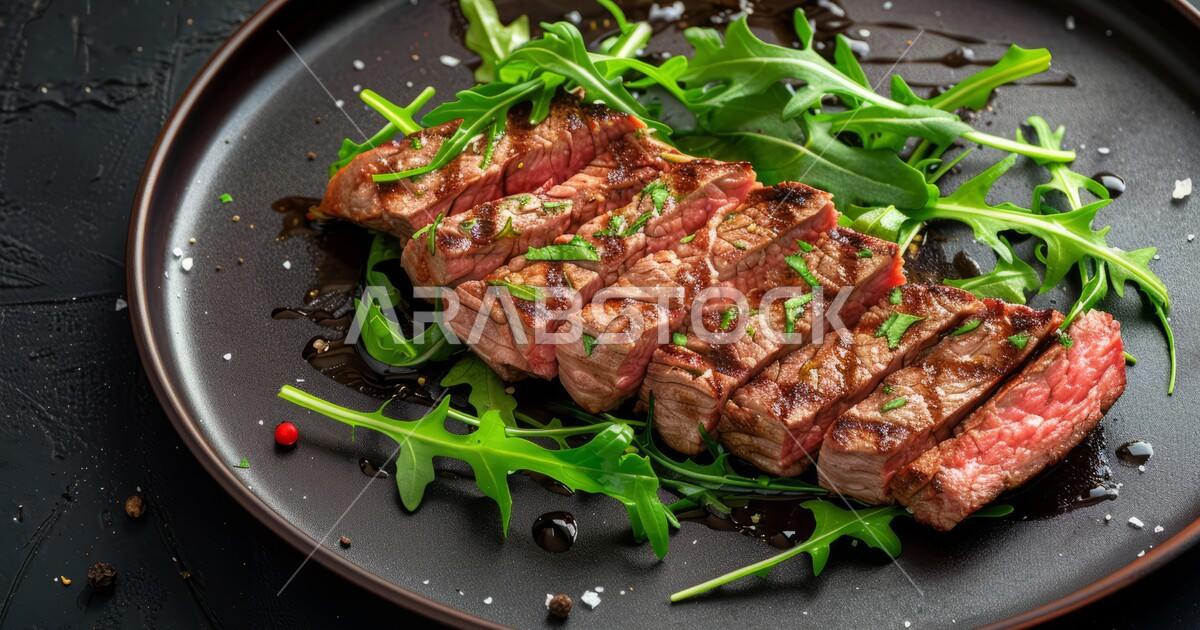 طبق من ستيك اللحم المشوي بالبهارات والأعشاب مع الخضروات اللذيذة، وجبات ...