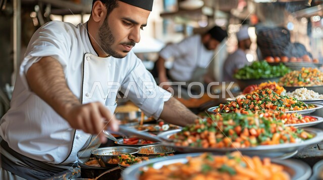 Delicious traditional popular food, a close-up of a Saudi Arabian Gulf ...