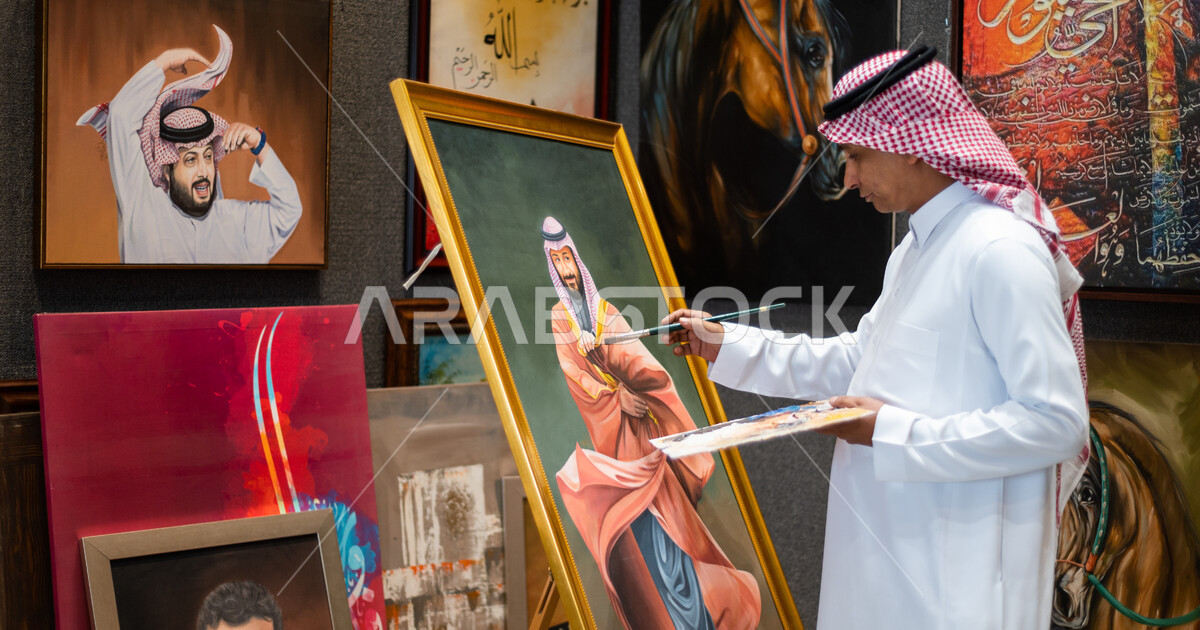 A picture of a talented Saudi Arabian Gulf artist who creates a ...