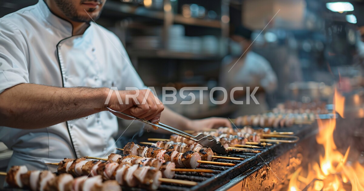 Barbecue restaurants in Saudi Arabia, a close-up of a Saudi Arabian ...