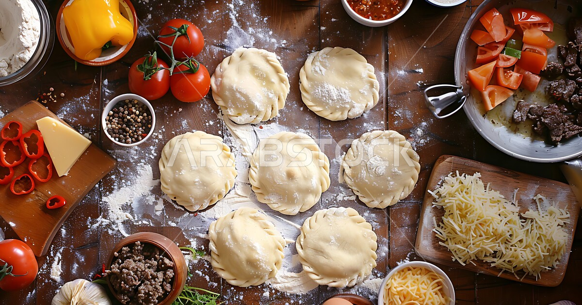 فطائر يدوية محلية الصنع بحشوات مختلفة، وجبة ذات قيمة غذائية عالية، فنون ...