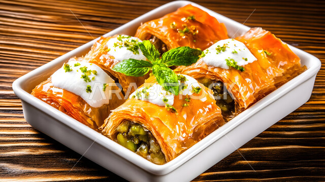 Delicious Saudi sweets with pistachios and nuts, hospitality for ...