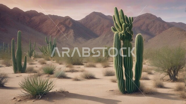 Growth of thorns and herbs in the wilds of the Kingdom of Saudi Arabia ...