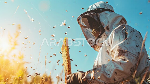 Healthy food, close-up of a Saudi Arabian Gulf man wearing a custom ...