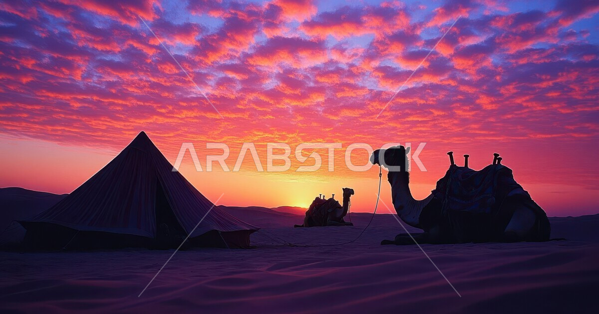Tourist camps in the wilderness, camping in the deserts of Saudi Arabia ...