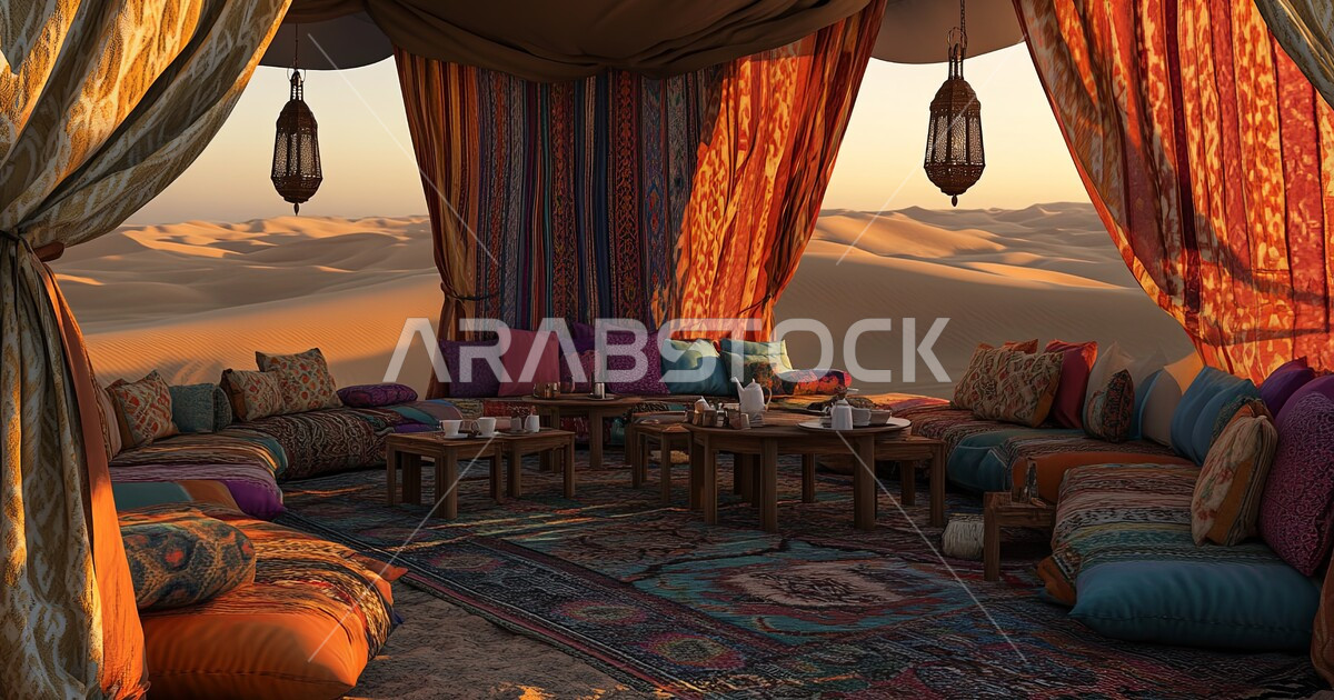 Popular tents in desert areas, tourist camps in the deserts of the ...