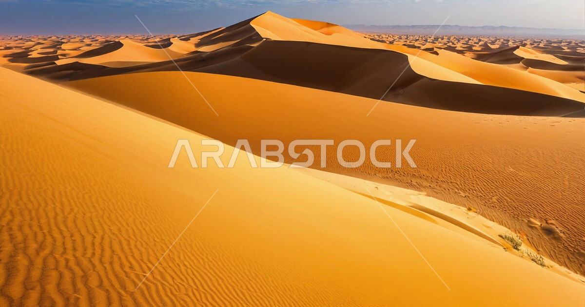 Hills and plateaus of soft, golden sand, desert areas and the natural ...