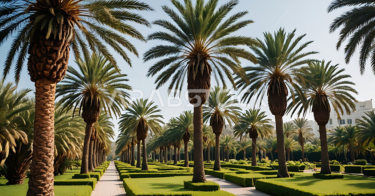 A walkway in one of the parks of the Kingdom of Saudi Arabia during the ...