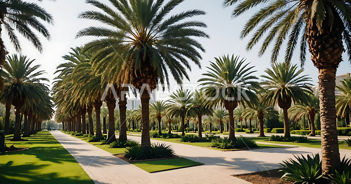 Interest in planting palm trees and green plants, palm trees on the ...