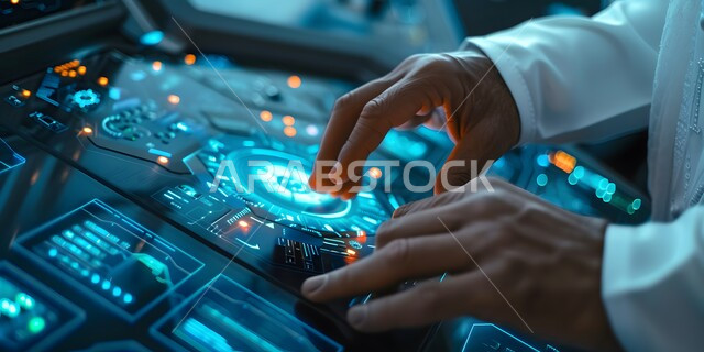 Tapping using the sense of touch on the tablet screen, close-up of the ...