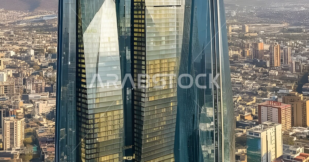 An imaginative future view, urban progress and growth, towers and ...