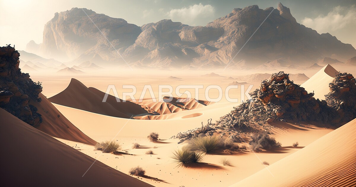 Formations and formations of golden sand in the desert of the Kingdom ...