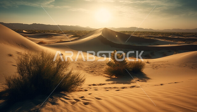 Formations and formations of golden sand in the desert of the Kingdom ...