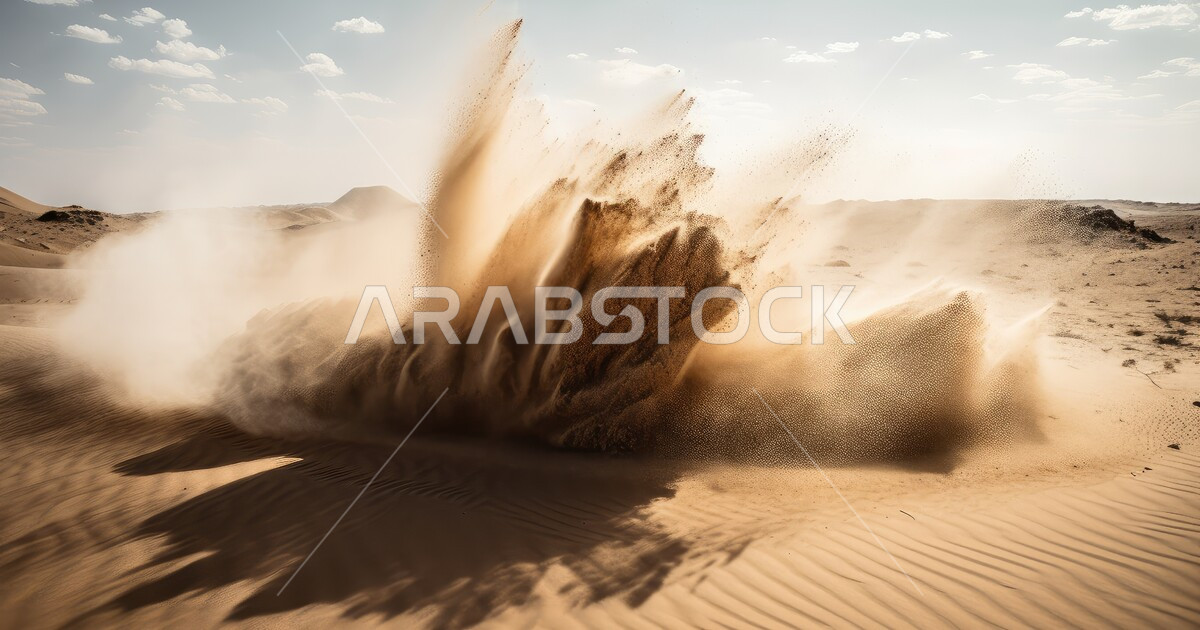 Formations and formations of golden sand in the desert of the Kingdom ...