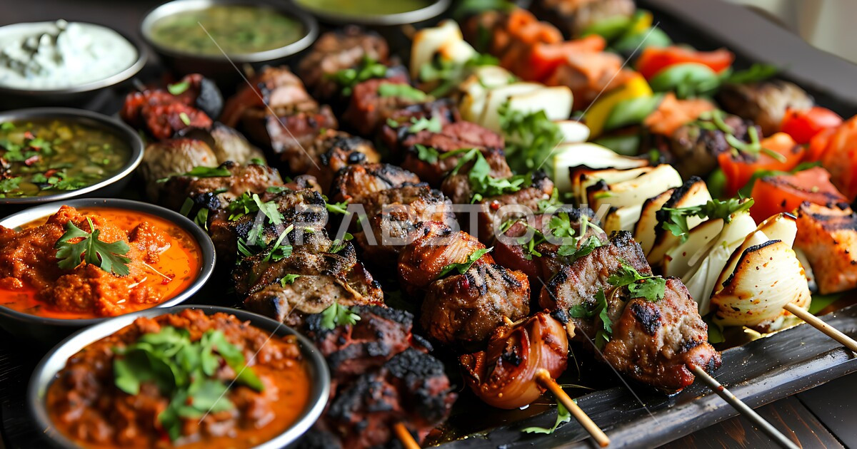 Traditional Arabic food and dishes, healthy meals rich in proteins, the ...