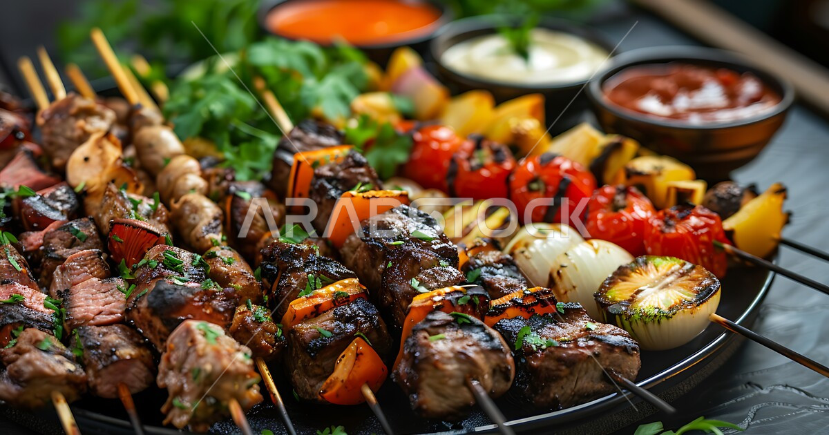 Traditional Arabic food and dishes, healthy meals rich in proteins, the ...