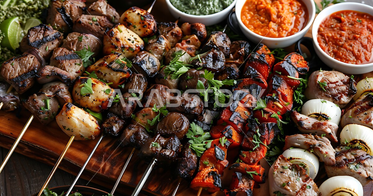 Traditional Arabic food and dishes, healthy meals rich in proteins, the ...