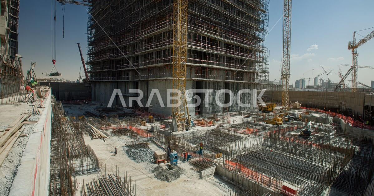 Construction of contemporary towers and skyscrapers, architectural and ...