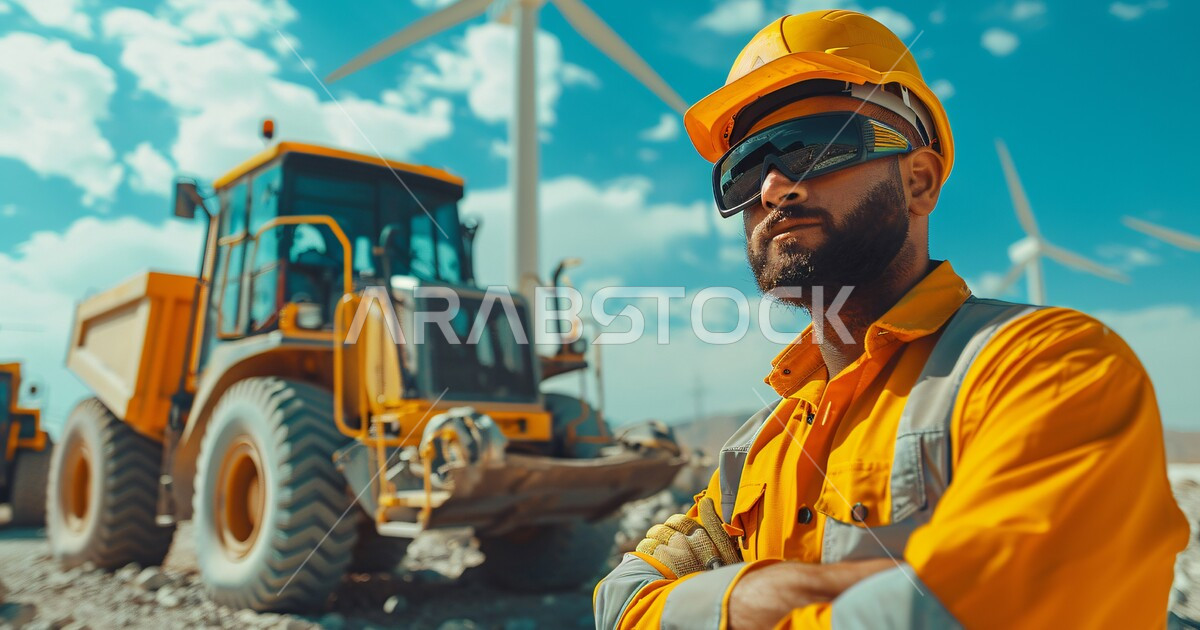 Bulldozer lifting and packing sand, gravel and aggregate, front view of ...