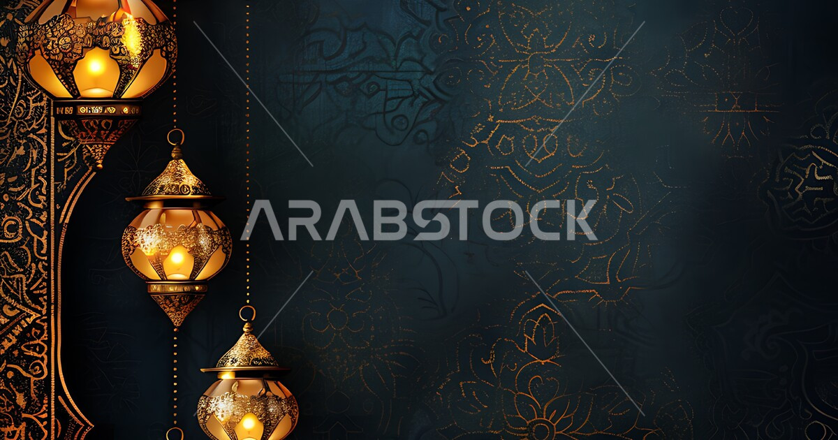 البهجة والفرح بقدوم شهر الخير, ديكورات وزينة رمضان المبارك, الفوانيس المعدنية التقليدية المزخرفة ...