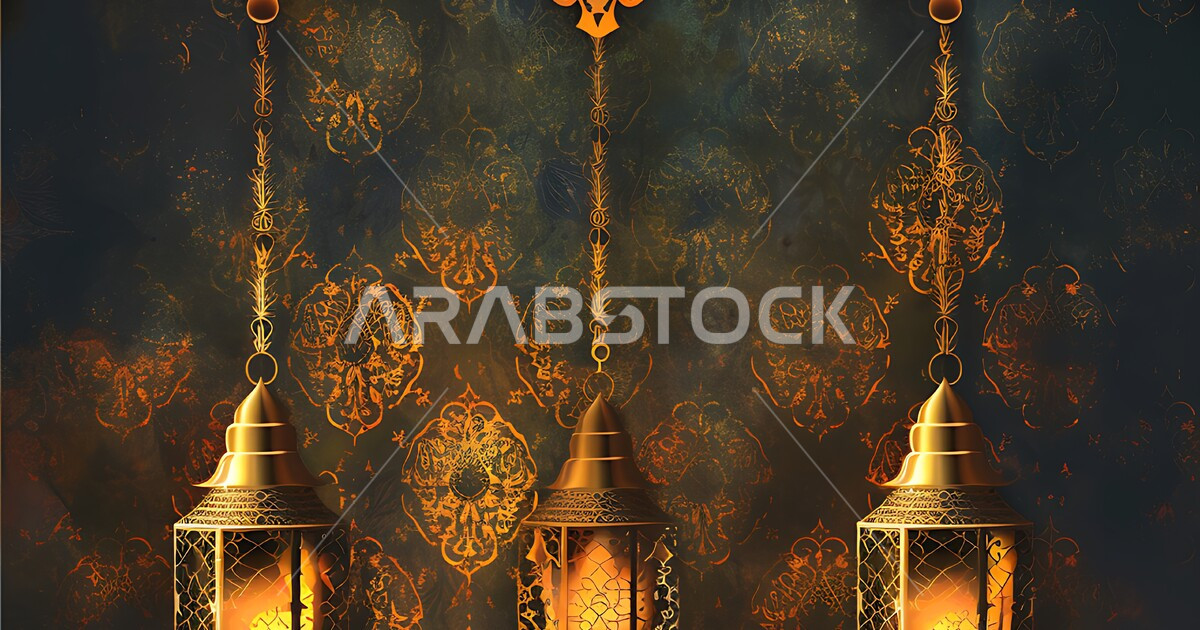 زينة وديكورات رمضان المبارك, صورة مقربة لمجموعة من الفوانيس المعدنية ...